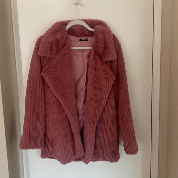 SHEIN | Jackets & Coats | Fuzzy Pink Shein Coat | Poshmark